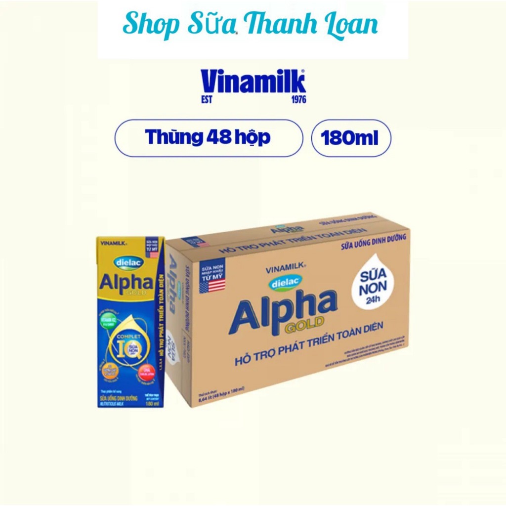 [HSD T12-2024] Thùng 48 Hộp Sữa Bột Pha Sẵn Dielac Alpha Gold IQ 180ml. | Shopee Việt Nam