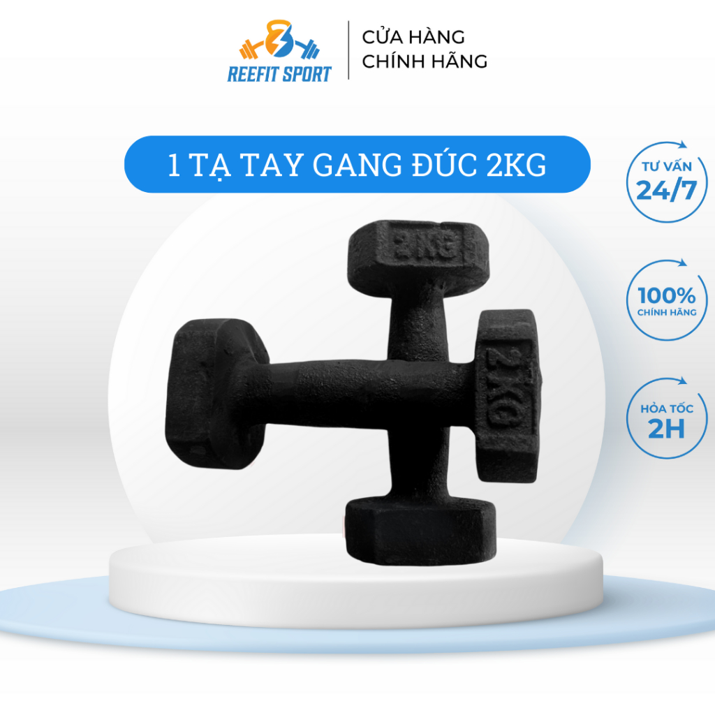 Tạ tay gang đúc nguyên khối Reefit Sport 2kg | Shopee Việt Nam