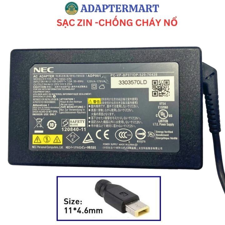 Sạc pin laptop Nec Lavie 20v 3.25a zin chuẩn | Shopee Việt Nam