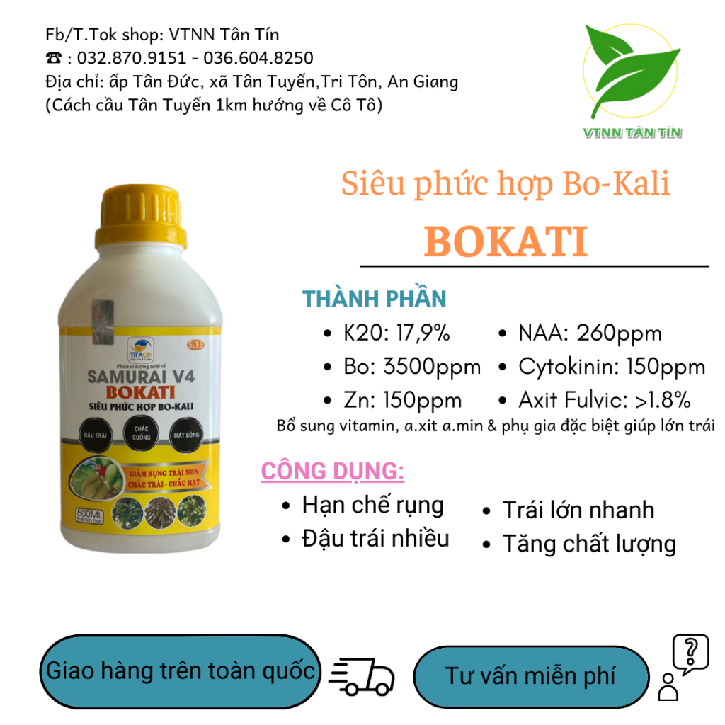 PHÂN BÓN NUÔI TRÁI SIÊU ĐẶC BIỆT BOKATI Siêu phức hợp Bo - Kali ...