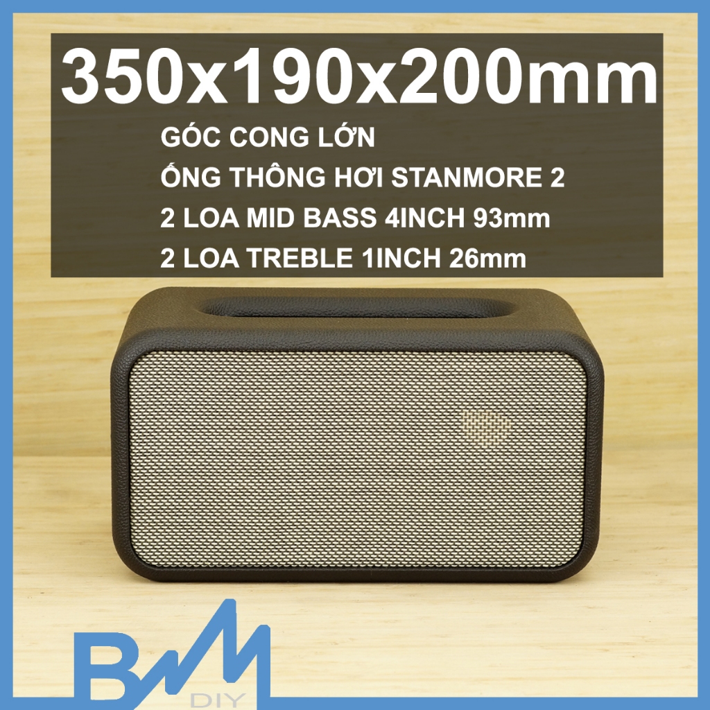 Box loa bọc da 350x190x200mm góc cong lớn - thông hơi ghép loa 4inch ...
