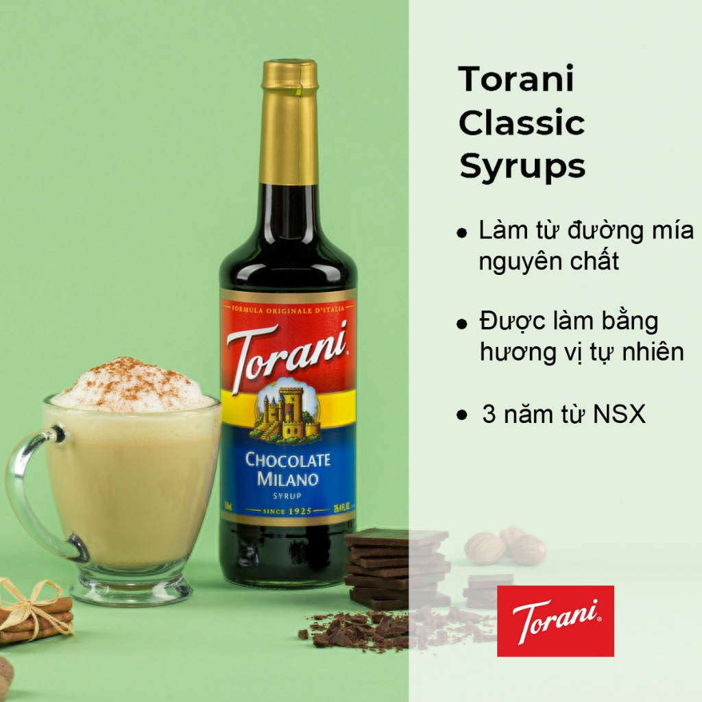 Siro Pha Chế Vị Socola Torani Classic Chocolate Milano Syrup 750ml Mỹ ...