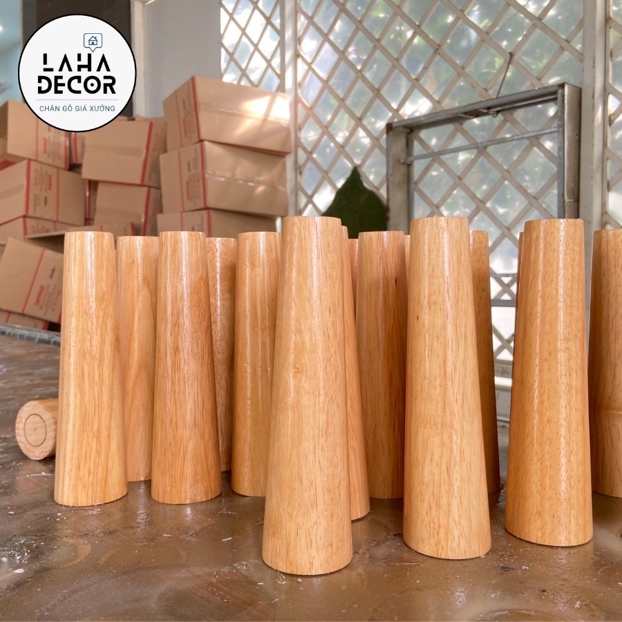 Chân gỗ tiện Gỗ Sồi 15cm chéo, bắt chân bàn trà, chân kệ, chân tủ chắc ...