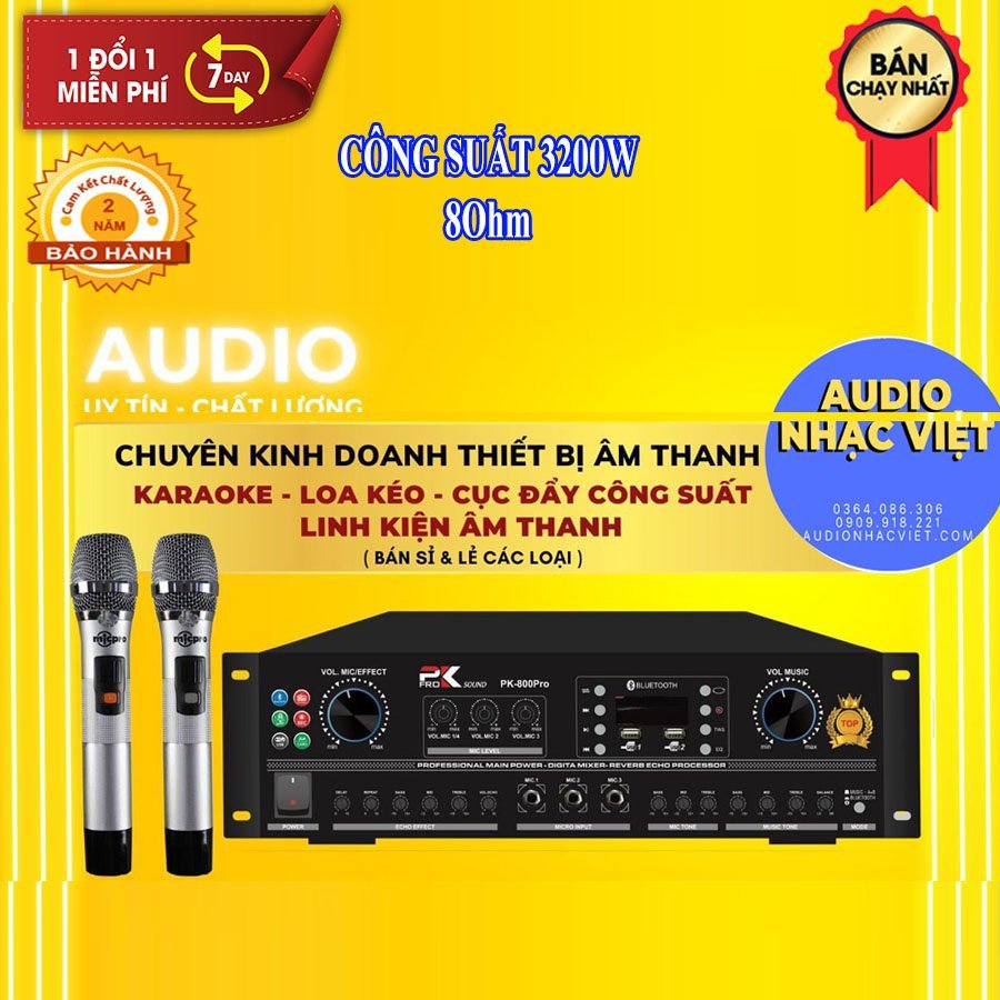 ĐẨY LIỀN VANG PK_PROSOUND PK-800-PRO TẶNG KÈM 2 MICRO KHÔNG DÂY TÍCH ...