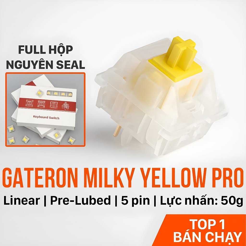Switch Gateron Milky Yellow Pro 5 chân công tắc bàn phím cơ Switch Pre ...