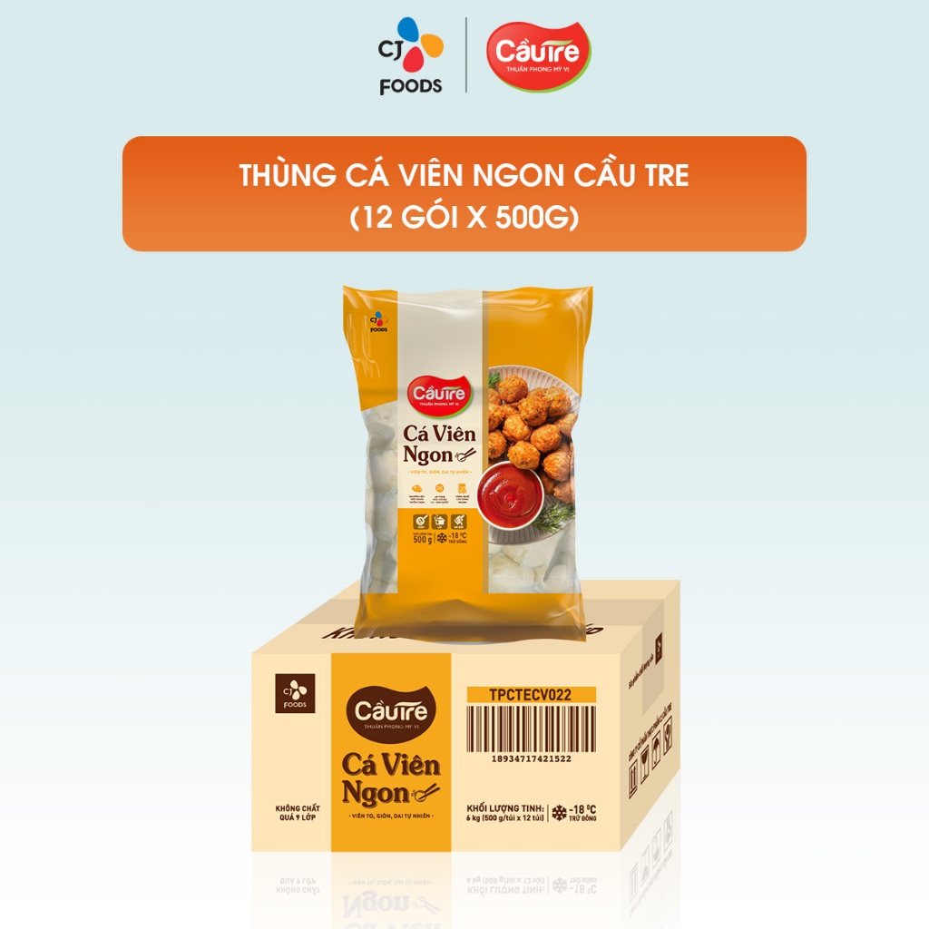 [HCM] Thùng 12 gói Cá viên ngon Cầu Tre (500g x 12 gói) | Shopee Việt Nam