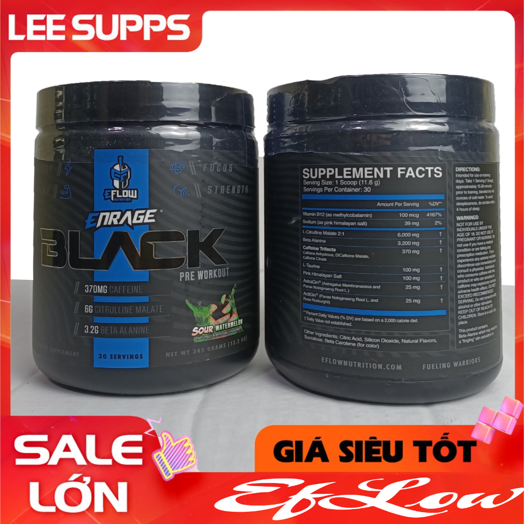 Pre Workout Black Enrage 30 lần dùng EFLOW Nutrition - Tăng Sức Mạnh Cơ ...