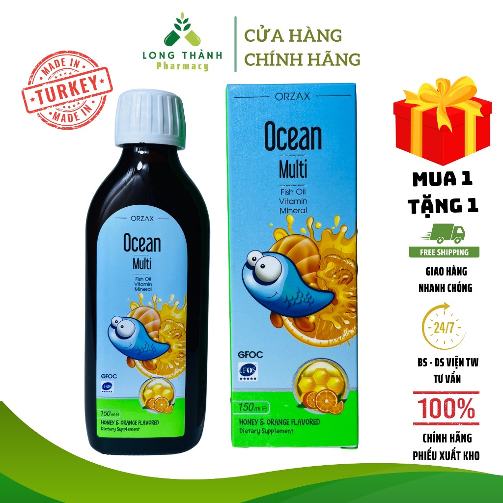 Siro Ocean Multi Fish Oil Vitamin Mineral - Bổ sung Vitamin, khoáng chất, Omega 3 cho trẻ, vị ...