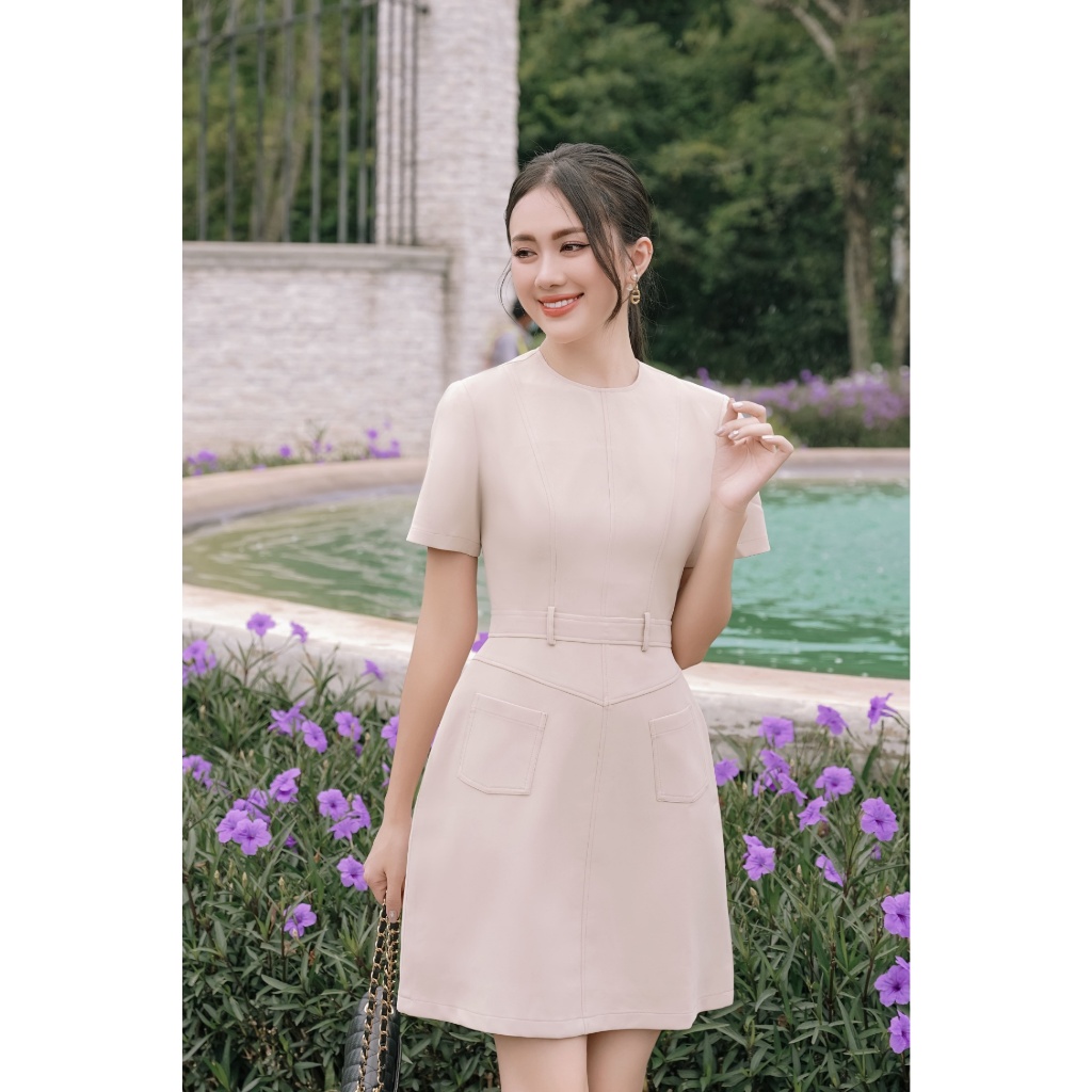 Đầm thiết kế JM Dress Design cổ tròn chân A 2 túi ốp 1S94.2308KK ...