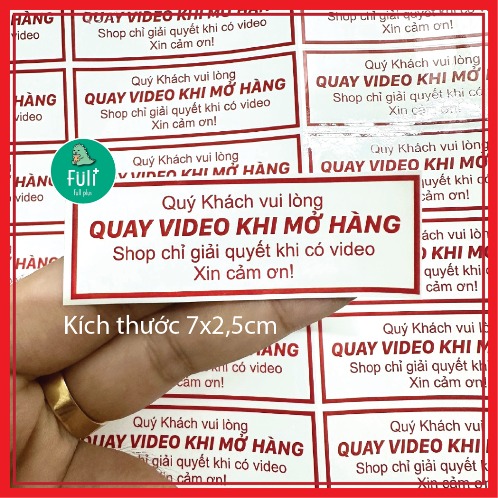 [ COMBO 130 tem ] Tem chú ý quay video mở hàng kích thước 7x2,5cm ...