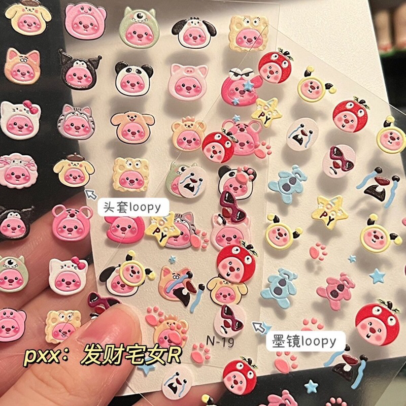 nhẵn 3D sticker dán móng hình loopy cưng xỉuuu | Shopee Việt Nam