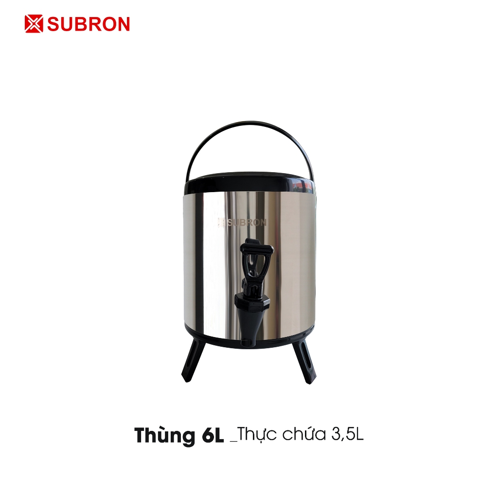 Thùng giữ nhiệt inox ủ trà sữa 3 lớp giữ nóng lạnh Subron 6L 8L 10L 12L ...
