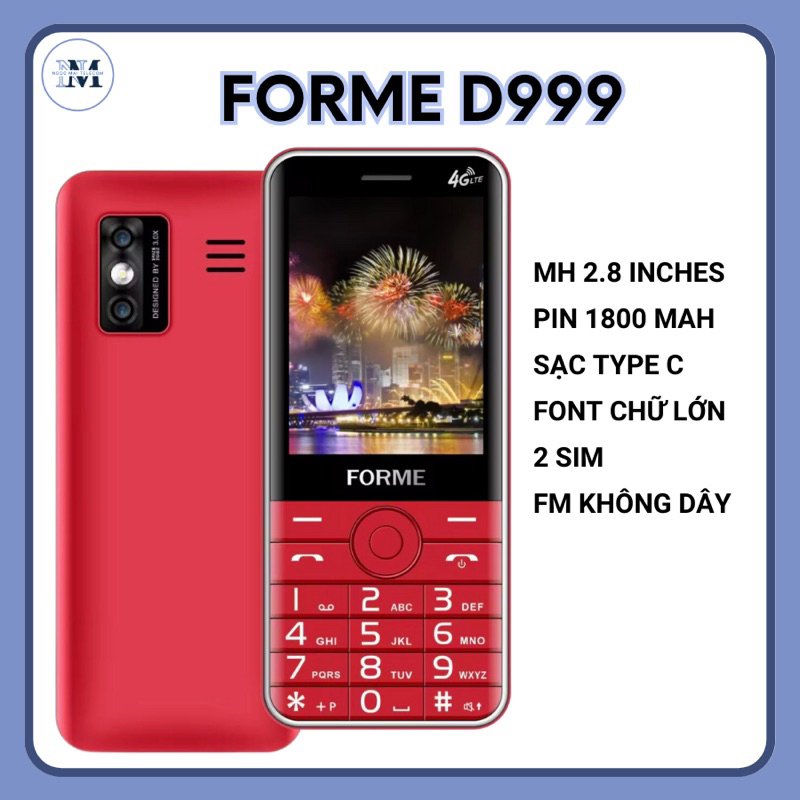 Điện thoại Forme D999 4G phím lớn, chữ to - Hàng chính hãng - Full hộp ...