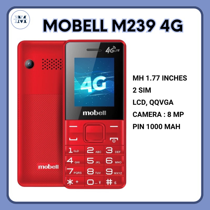 Điện thoại mobell M239 4G - Hàng chính hãng - Full hộp - Nguyên seal ...