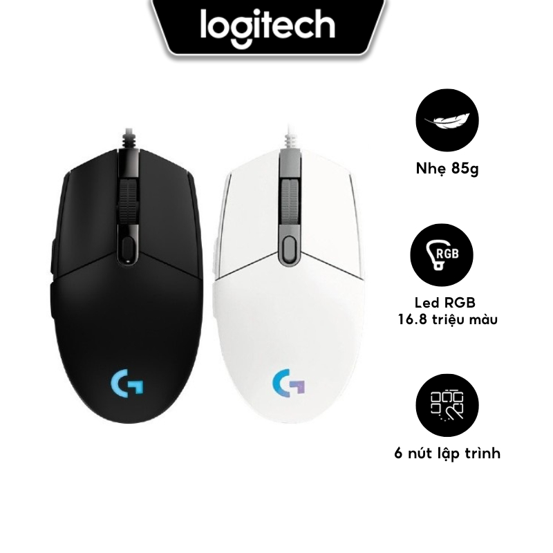Chuột Gaming Logitech G102 Gen2 Lightsync tùy chỉnh RGB, 6 nút lập trình | Shopee Việt Nam