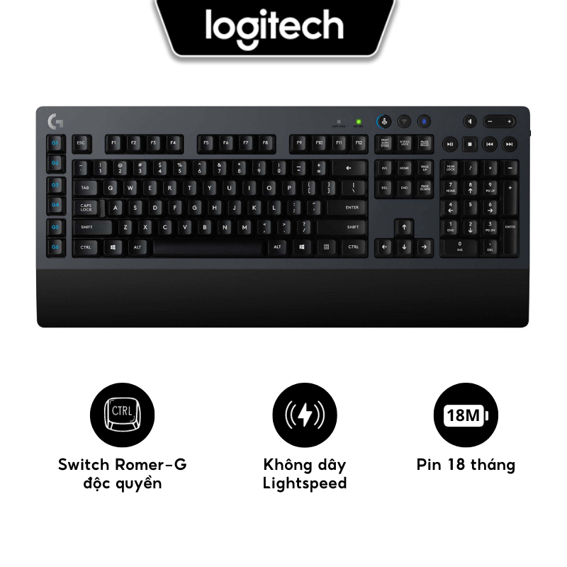 Bàn phím không dây Gaming Logitech G613 Switch Romer-G, 18 tháng sử ...