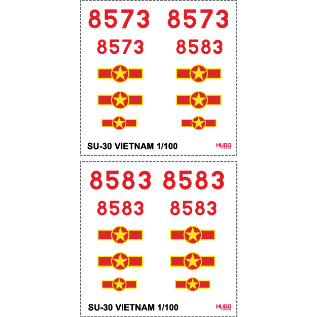 Hugo Studios Decal trượt nước Không quân Việt Nam máy bay SU-30 số hiệu ...