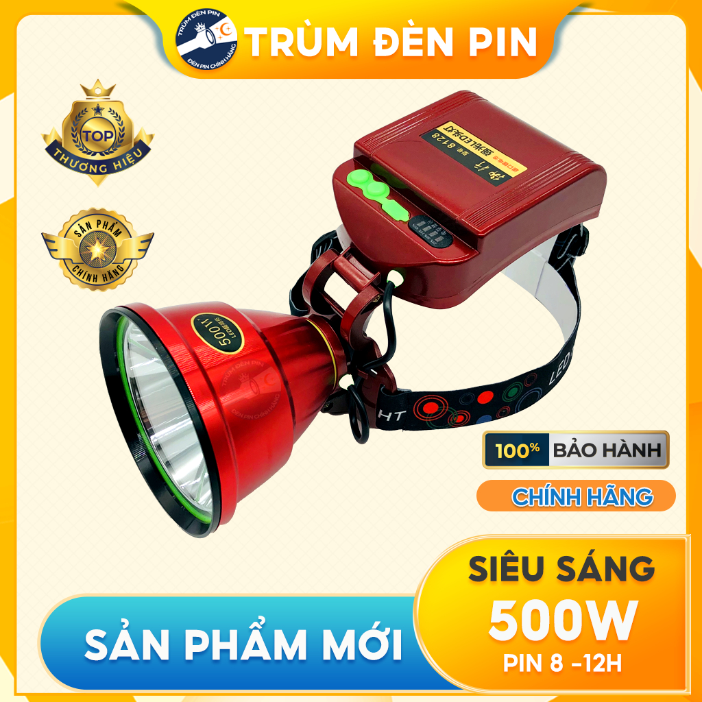 Đèn pin đội đầu siêu sáng 500W YUXING 8128 LED chiếu xa chống nước ánh ...