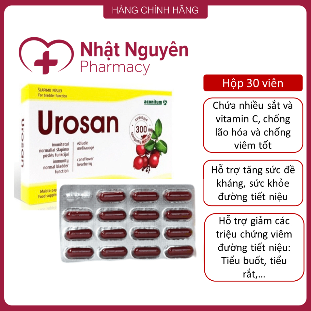 Viên uống giảm viêm đường tiết niệu UROSAN hộp 30 viên - Hỗ trợ tiểu ...
