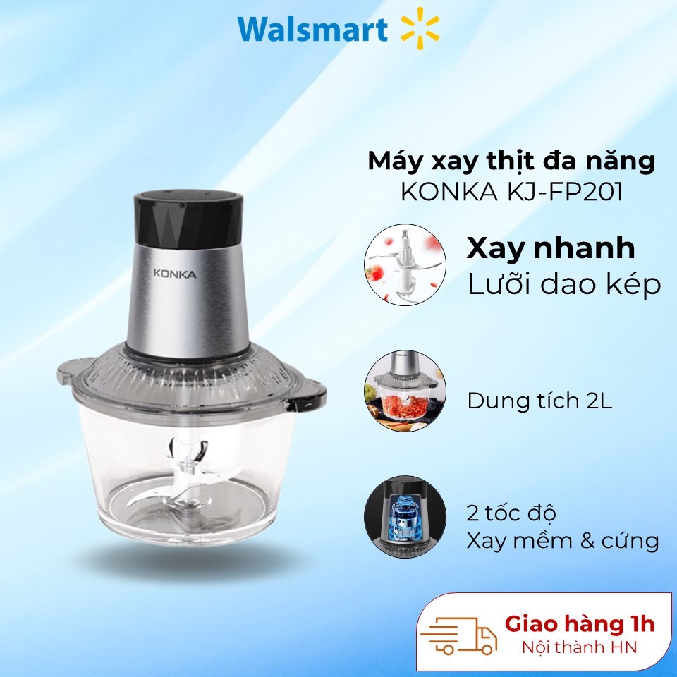 Máy xay thịt đa năng KONKA KJ-FP201 cối thủy tinh 2 Lít với 4 lưỡi inox ...
