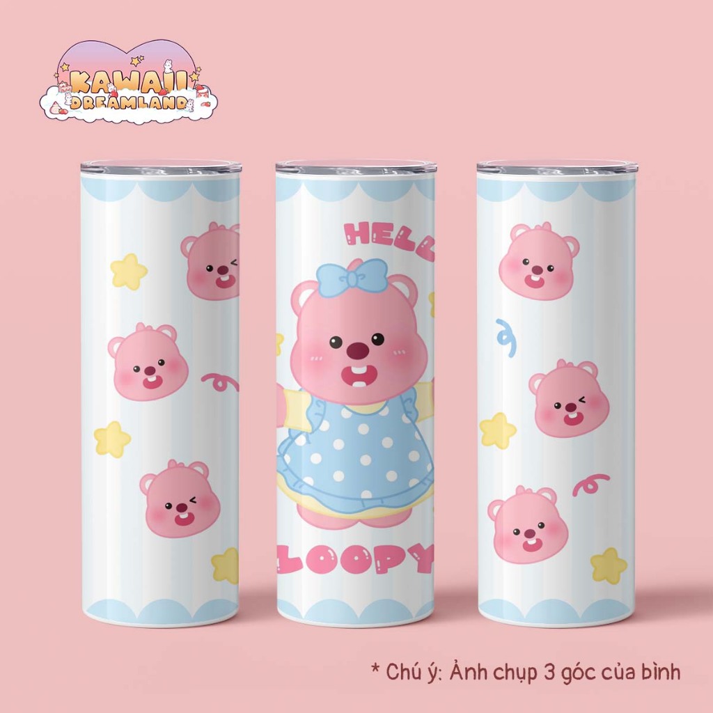 Bình giữ nhiệt cute hình Loopy - 600ml - Inox 304 - Tặng Túi Xách ...