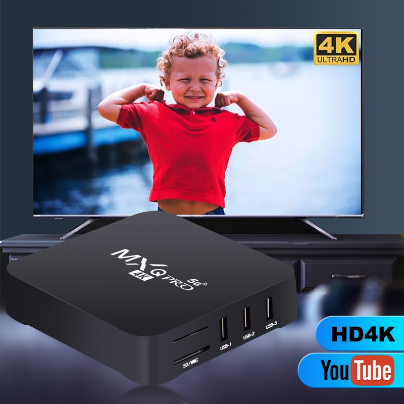Android TV Box MXQ PRO,Hộp giải mã TV Internet,Tiếng Việt Wifi5G,độ phân giải 4K,8G+128GB/16GB ...