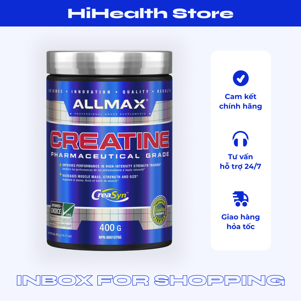 ALLMAX Creatine Monohydrate Powder hỗ trợ trí não, hỗ trợ cơ bắp tập ...