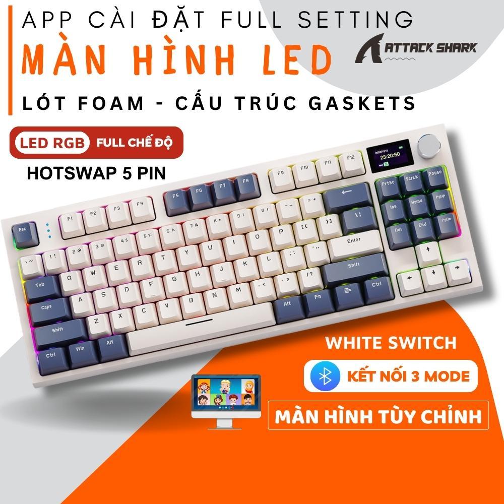 Bàn Phím Cơ Bluetooth Attack Shark K86 Gaming LED RGB Có Màn Hình Tùy Chỉnh HOTSWAP 5 Pin 3 Mod ...