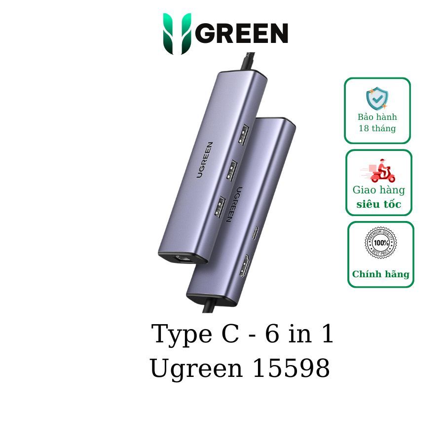 Bộ chuyển Type C sang HDMI 4K@30Hz + USB 3.0 + Lan 1Gbps + Sạc PD 100W ...