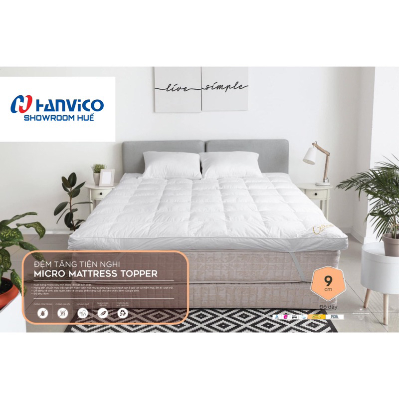 HANVICO -Topper - Đệm tăng tiện nghi -Bông cao cấp Micro fiber-chăn ga ...