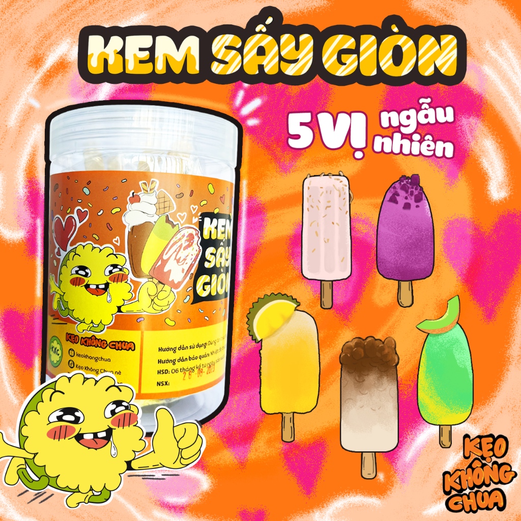 HỘP KEM SẤY GIÒN THƠM NGẬY ( VỊ NGẪU NHIÊN ) - kẹo sấy giòn ăn vặt ...