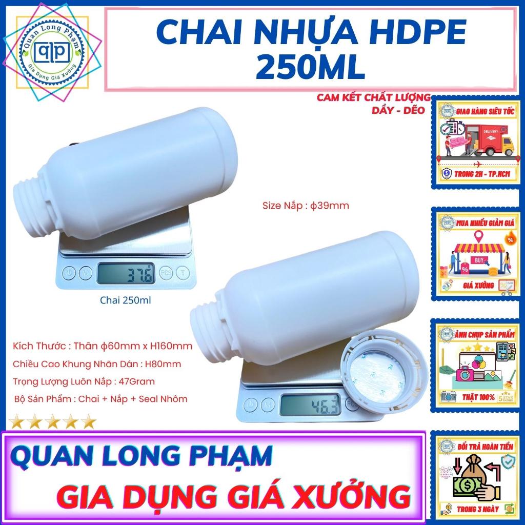 Chai Nhựa HDPE (250ml - 500ml - 1000ml) Siêu Dầy - Nắp Trắng Size ɸ39mm + Seal Chống Tràn Khò ...
