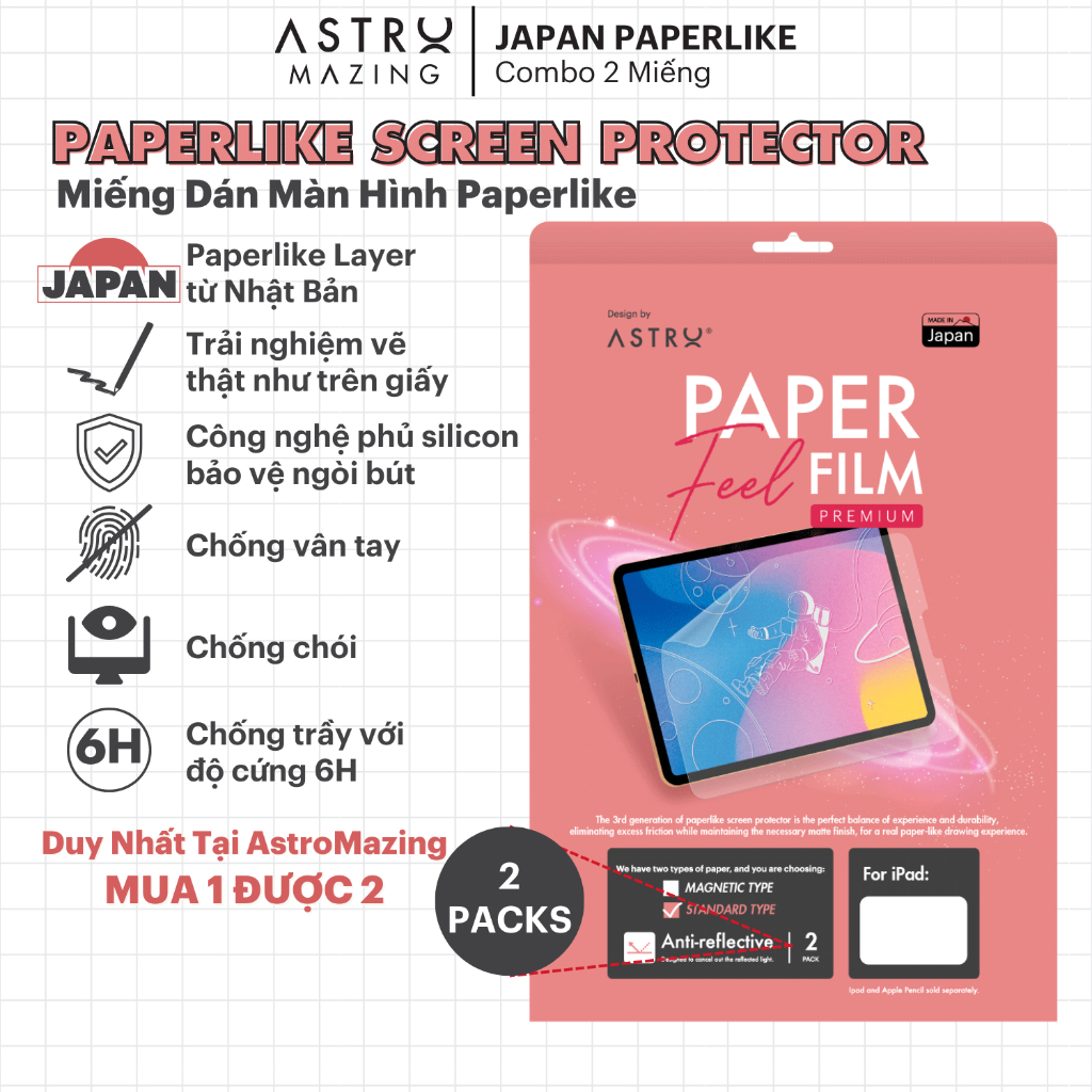 [Paperlike Astro] Miếng dán màn hình Paperlike Nhật Bản Hồng cho iPad ...