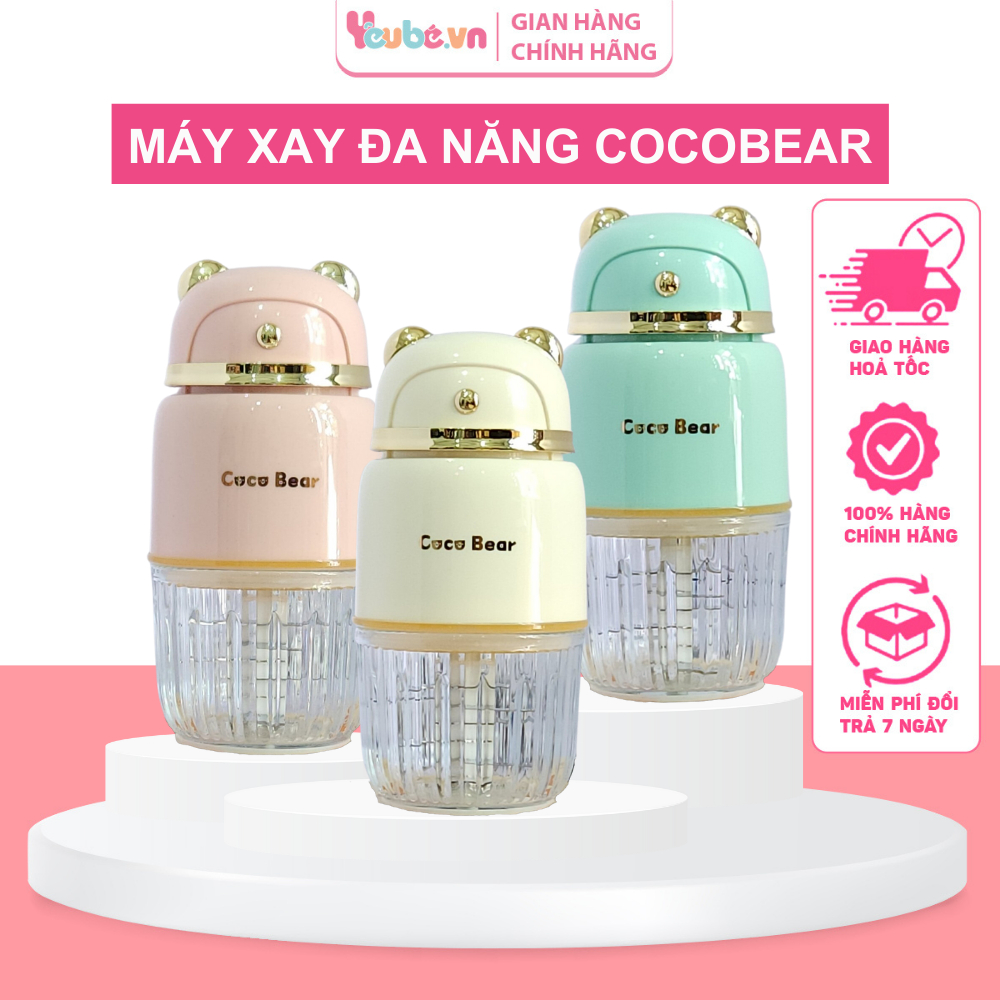 Máy Xay Cầm Tay Mini Coco Bear 8 Lưỡi YEUBEVN Đa Năng Cho Bé Ăn Dặm (tặng cọ rửa và lọc trứng ...