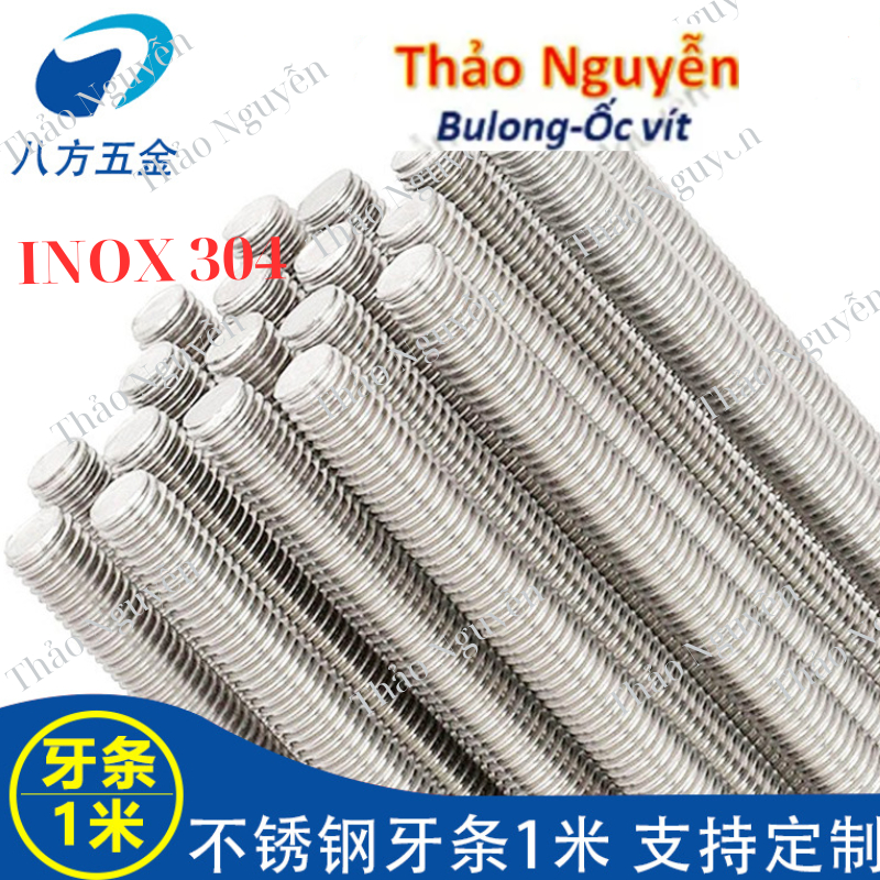 cây ty ren INOX 304 M3 M4 M5 M6 M8 M10 dài 0.25m 0.5m | Shopee Việt Nam