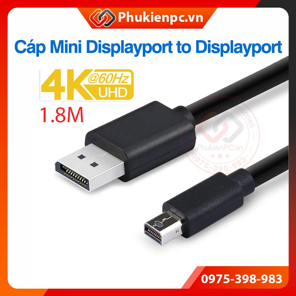 Cáp chuyển đổi Mini Displayport sang Displayport dài 1.8M hiệu Hotron ...