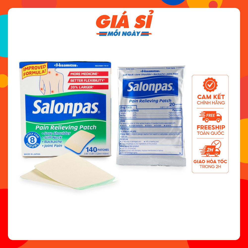 Hộp 140 Miếng Dán Giảm Đau Salonpas Painn Relieving 08/2024 - Mỹ (Hộp ...