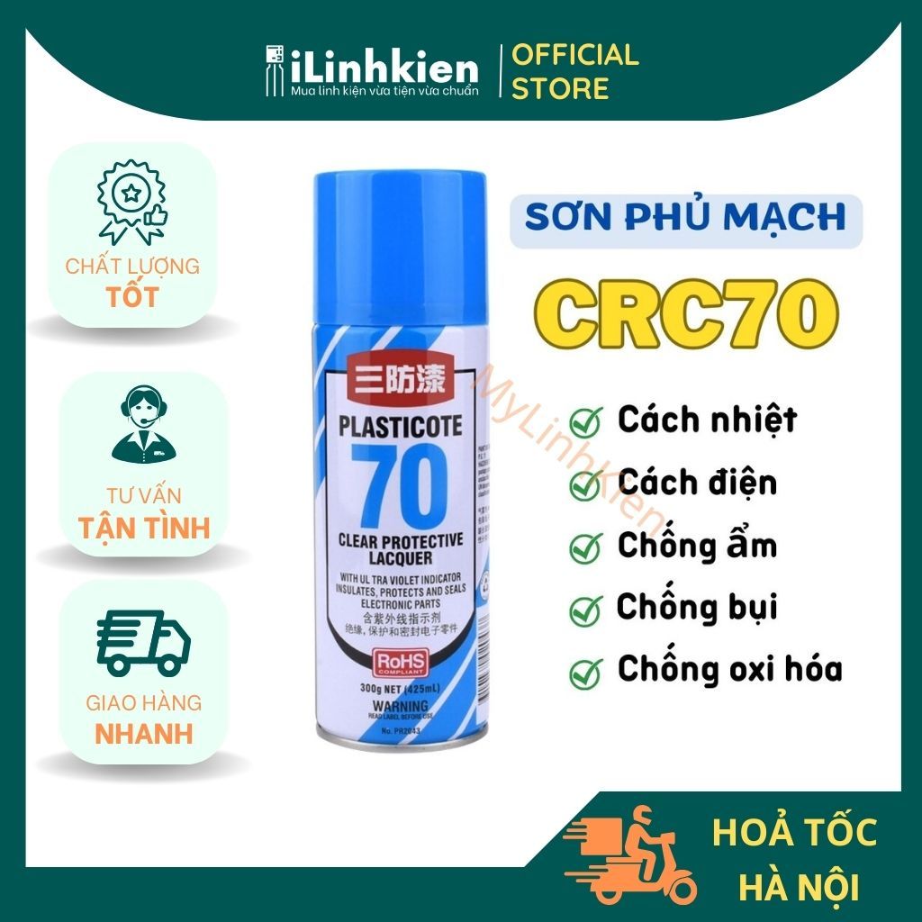 Sơn bảo vệ mạch chống nước cách điện CRC70 phủ bo mạch màu trong chất ...