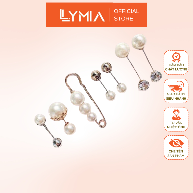 Set cài áo LYMIA ghim cài, khuy gài, nút cài quần áo đính hạt 7 món siêu xinh | Shopee Việt Nam