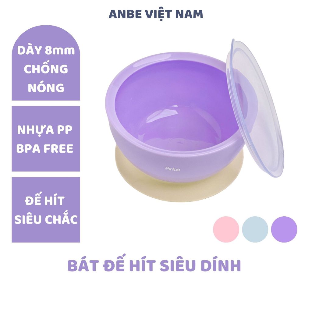 Chén Bát Ăn Dặm Chống Đổ Đế Hít Cho Bé Silicone ANBE Việt Nam Có Nắp ...