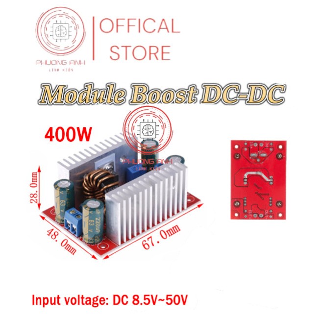 Mạch BOOST Tăng Áp DC-DC 400W Điện Áp Vào 8,5V-50V Cho Ra 10V-60V Giá ...