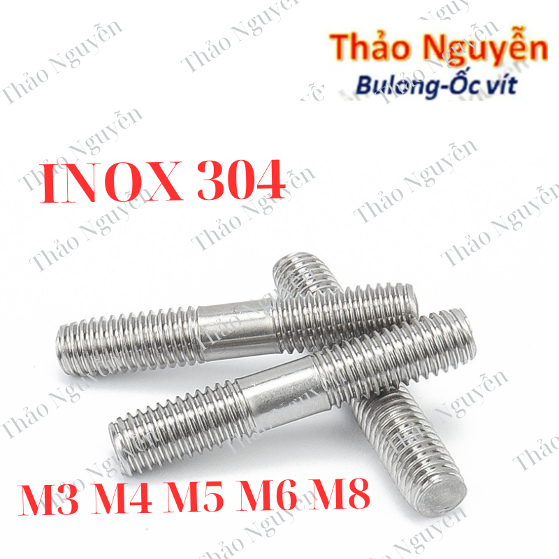Bulong 2 đầu ren Inox 304 size M3 M4 M5 M6 M8 chiều dài 30mm-200mm | Shopee Việt Nam