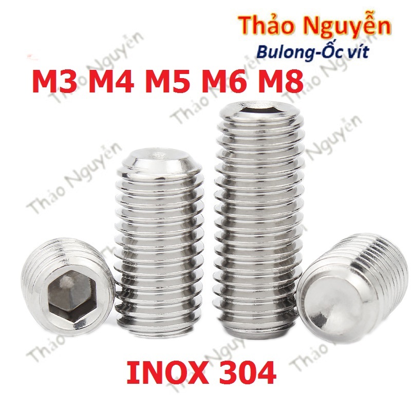 Ốc vít lục giác Inox 304 M3, M4, M5, M5, M6, M8 - Bu lông lục giác chìm không đầu, vít cấy, vít ...
