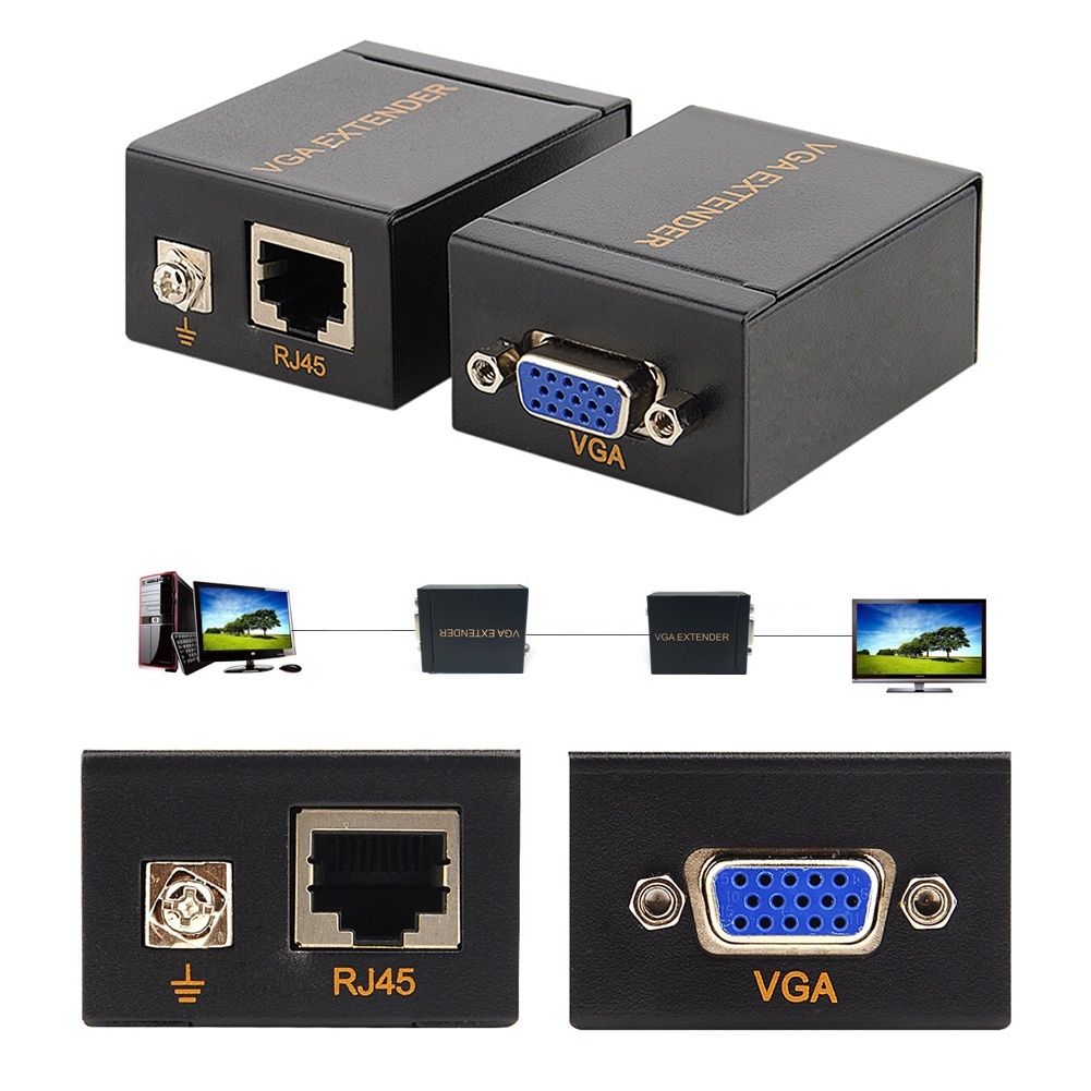 Bộ khuếch đại tín hiệu VGA 60m qua LAN - Thiết bị nối dài tín hiệu VGA ...