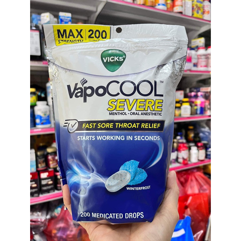 [Hàng Mỹ] Kẹo ngậm ho Vicks VapoCOOL Max Strength 200 viên/ gói ...