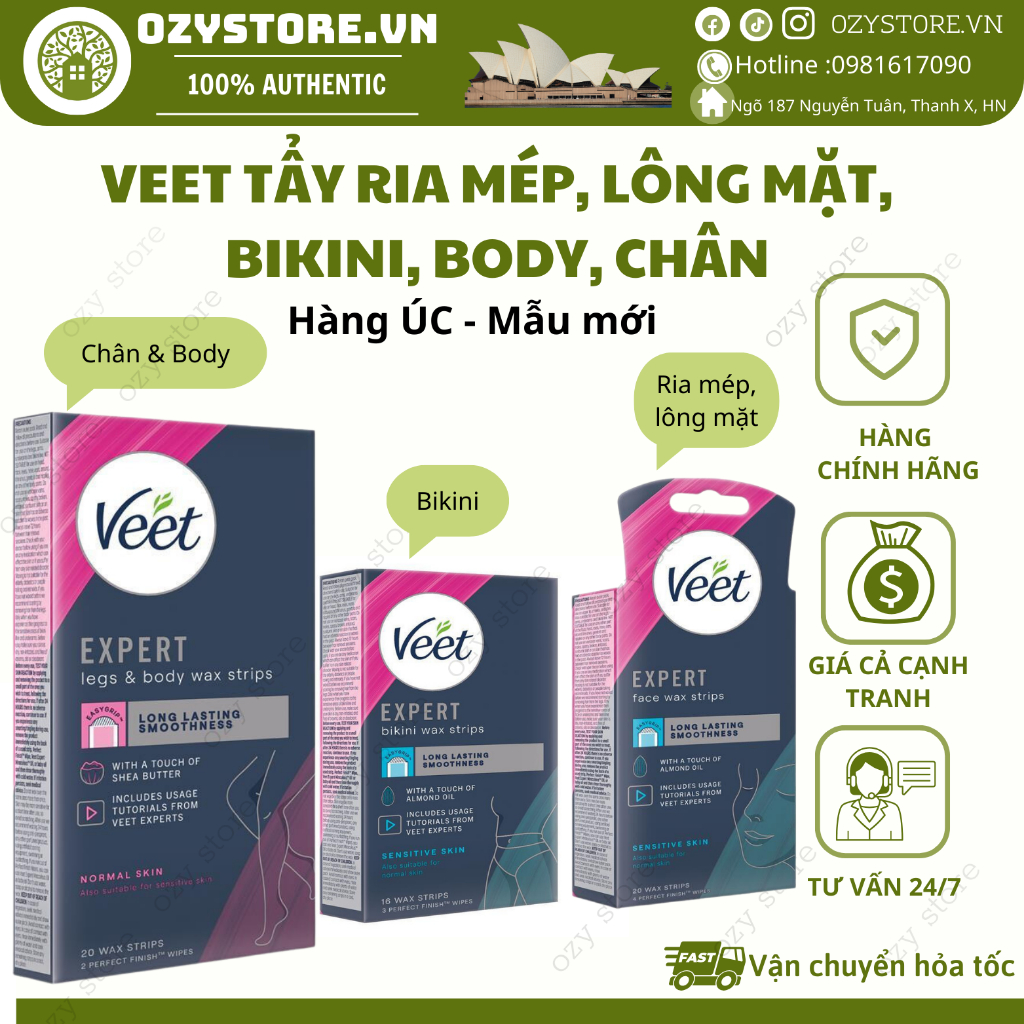 Veet wax strips face - Wax ria mép Veet, Miếng dán tẩy lông mặt VEET ...