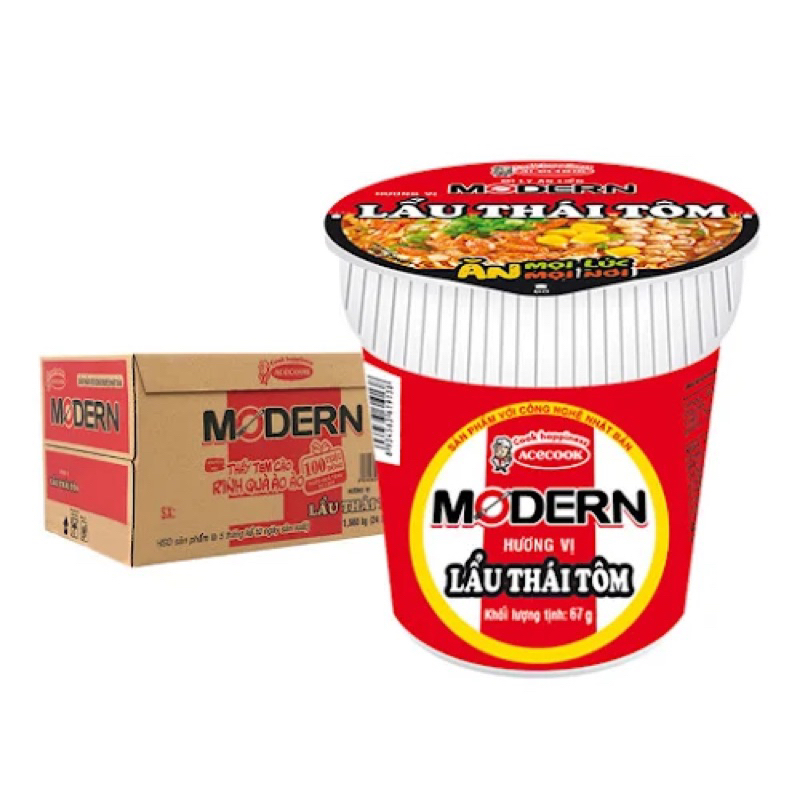 Thùng 24 ly mì modern vị LẪU THÁI TÔM thơm ngon | Shopee Việt Nam