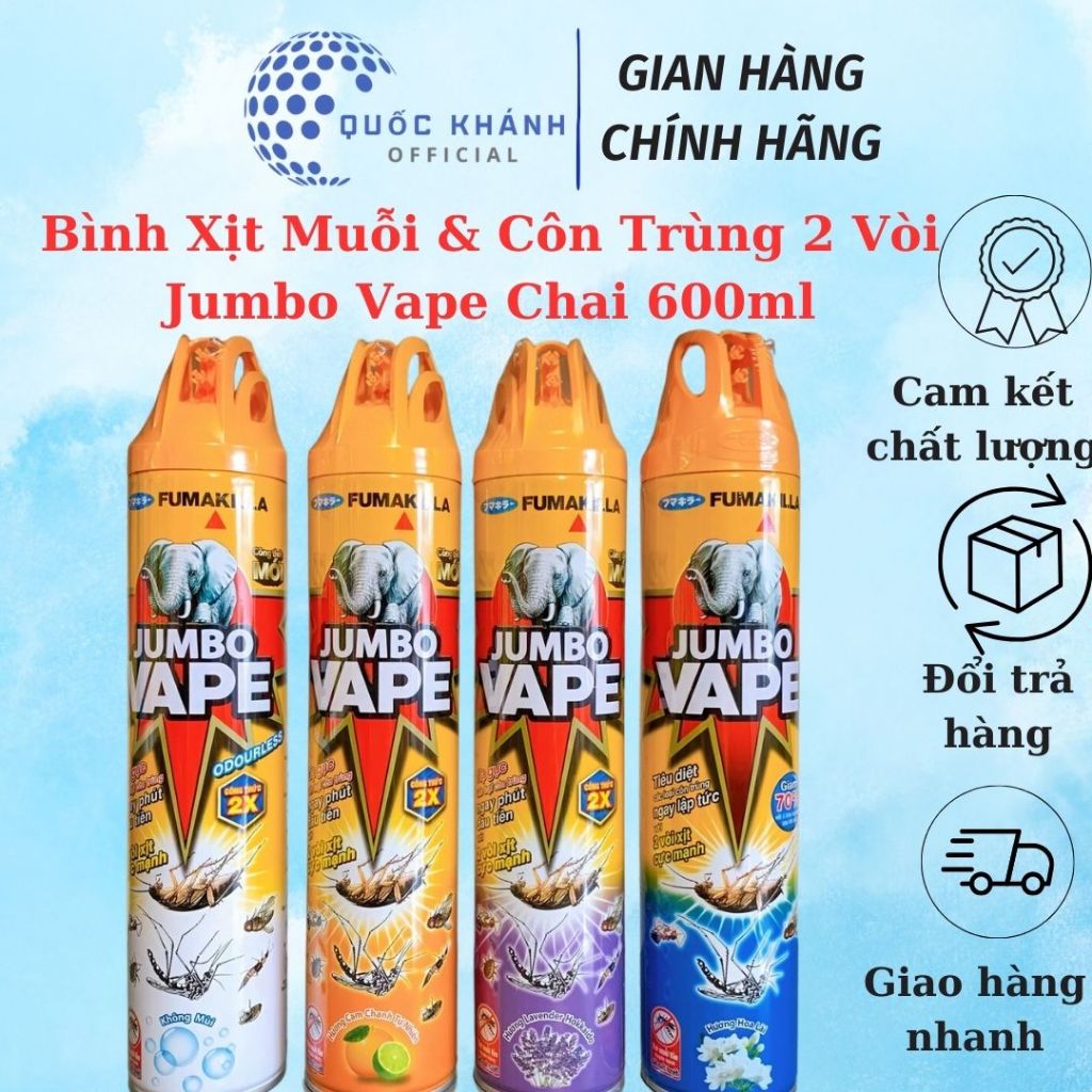 Bình Xịt Muỗi & Côn Trùng 2 Vòi Jumbo Vape Chai 600ml | Shopee Việt Nam