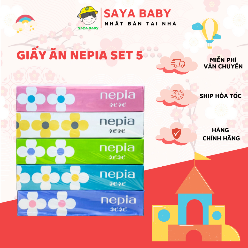Set 5 Hộp Giấy Ăn Nepia 150 Tờ 2 Lớp Cao Cấp Nội Địa Nhật | Shopee Việt Nam