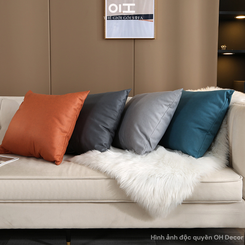 Vỏ bao gối sofa tựa lưng giả da cao cấp sang trọng đẳng cấp châu Âu ...